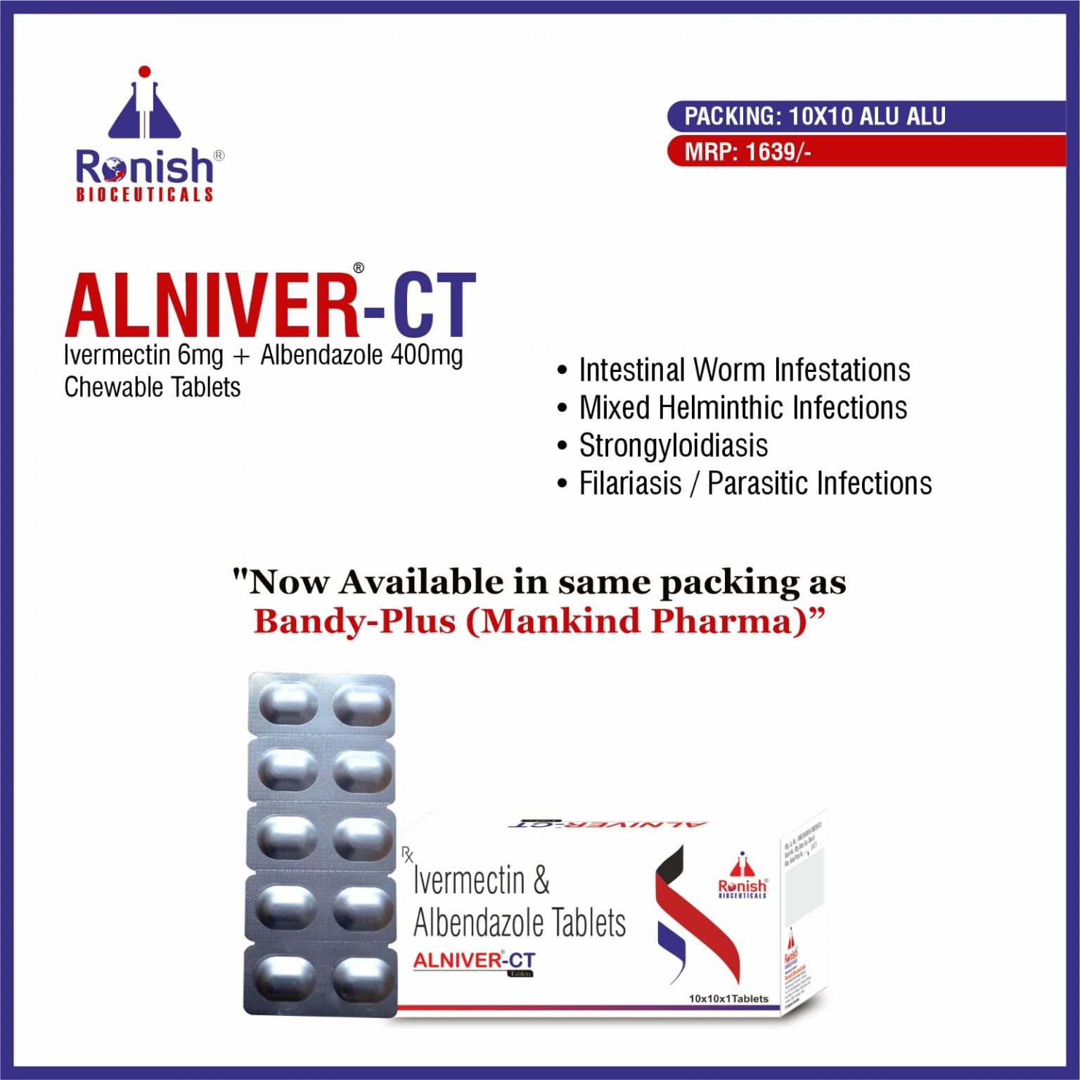 ALNIVER CT - LVERMCTIN 6MG + ALBENDAZOLE 400MG CHEWABLE